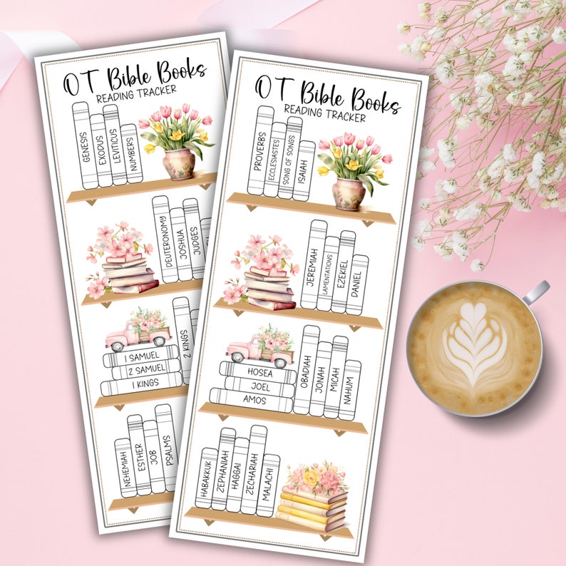 Bible Books Reading Tracker Printable, Bible Bookmarks Reading Log, Old ...
