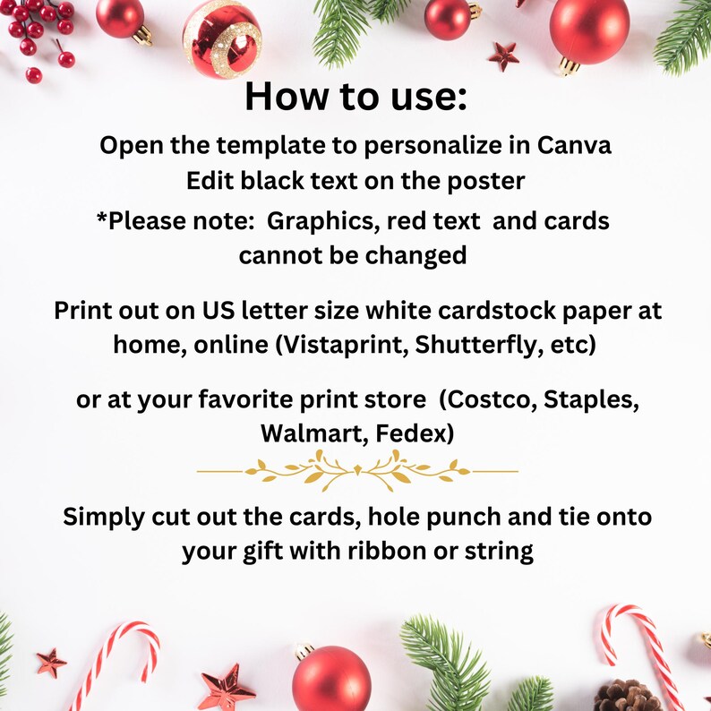 Candy Cane Gram Cards, Holiday Candy Gram Flyer Template Printable, Kit ...