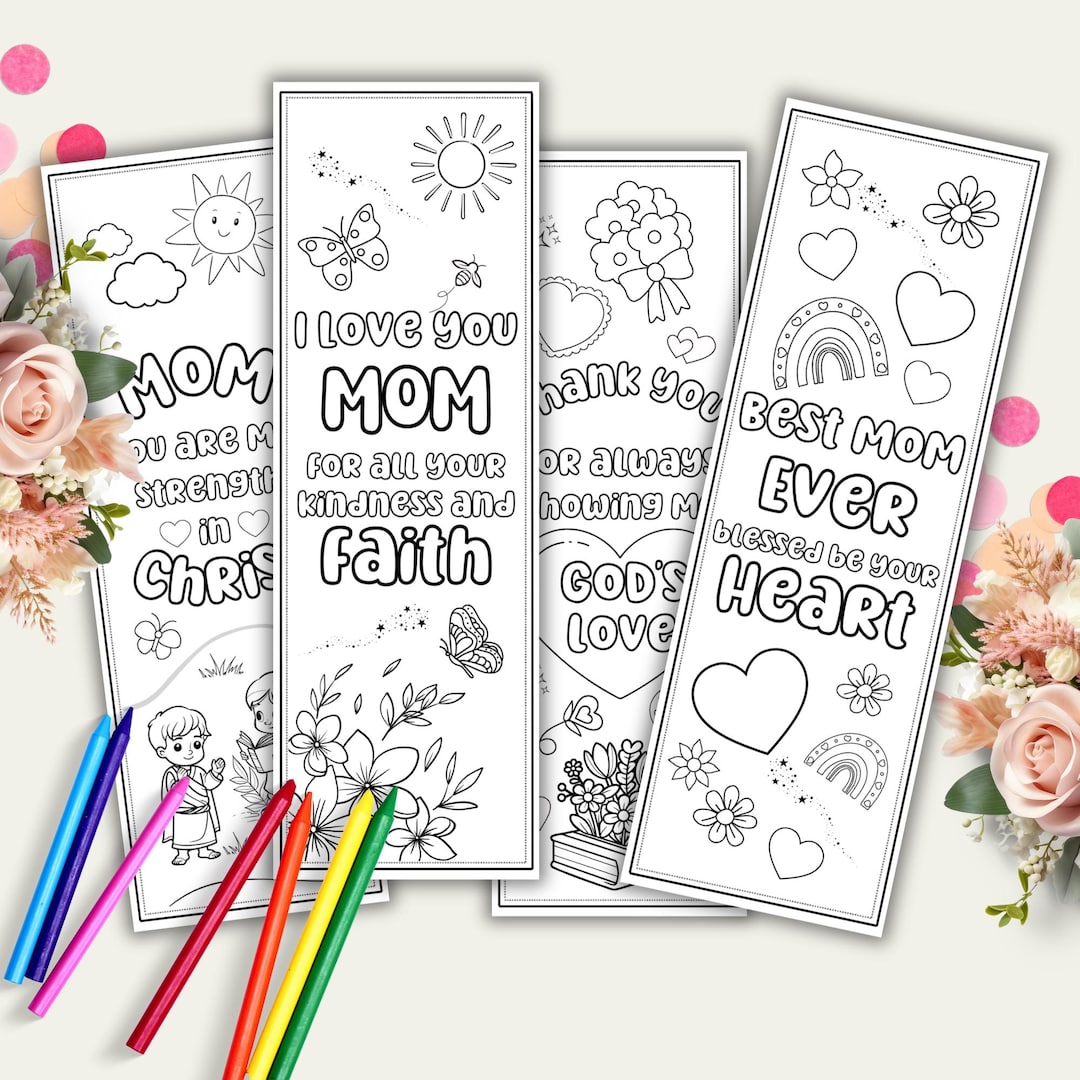 Christian Mothers Day Coloring Bookmarks for Kids, Mothers Day ...