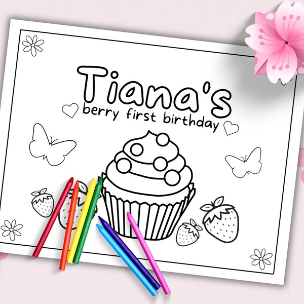 Berry Sweet Girl Coloring Page - Etsy