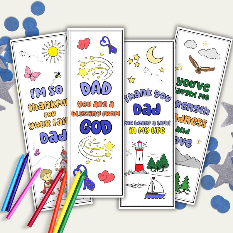 Christian Fathers Day Coloring Bookmarks for Kids, Fathers Day ...