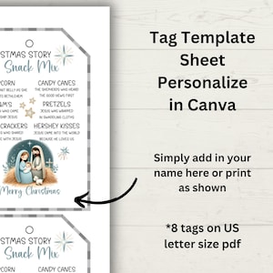 Christmas Story Tag Printable, Christmas Snack Mix Tag, Nativity Story ...