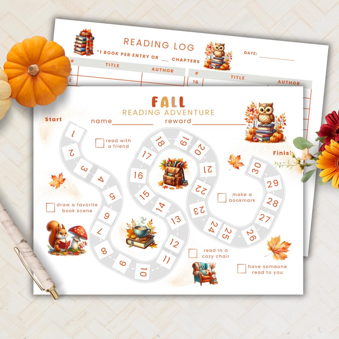 Kids Fall Reading Challenge, Fall Reading Reward Chart Printable, Fall ...