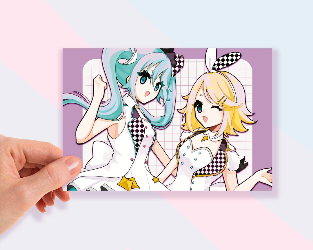 Vocaloid Miku and Rin Pjsekai Anime Art Print 4 X 6 Kawaii Postcard ...
