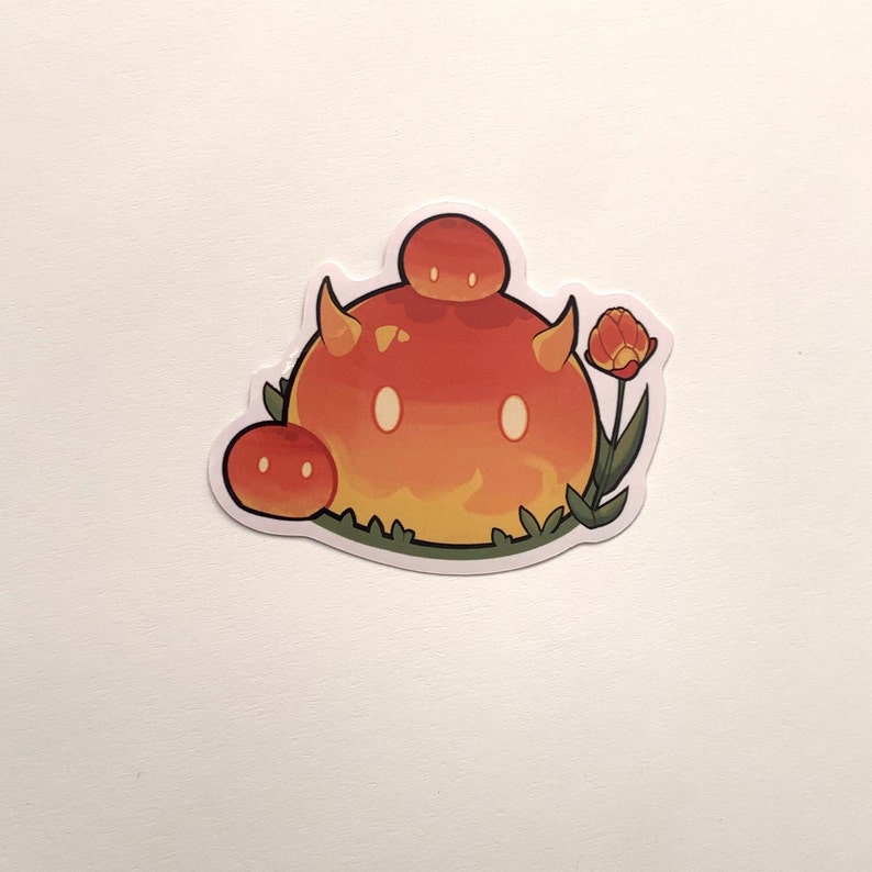 Genshin Impact Pyro Slime Cute Glossy Sticker - Etsy UK