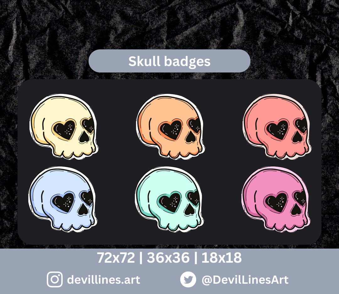 6 Skull Badges Skeleton Bones Spooky Horror Scary Cute - Etsy