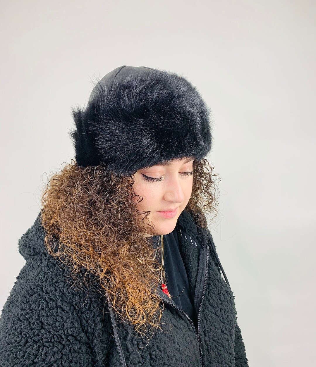 Women's Shearling Sheepskin Winter Fur Beanie Hat, Handmade Suede - Etsy