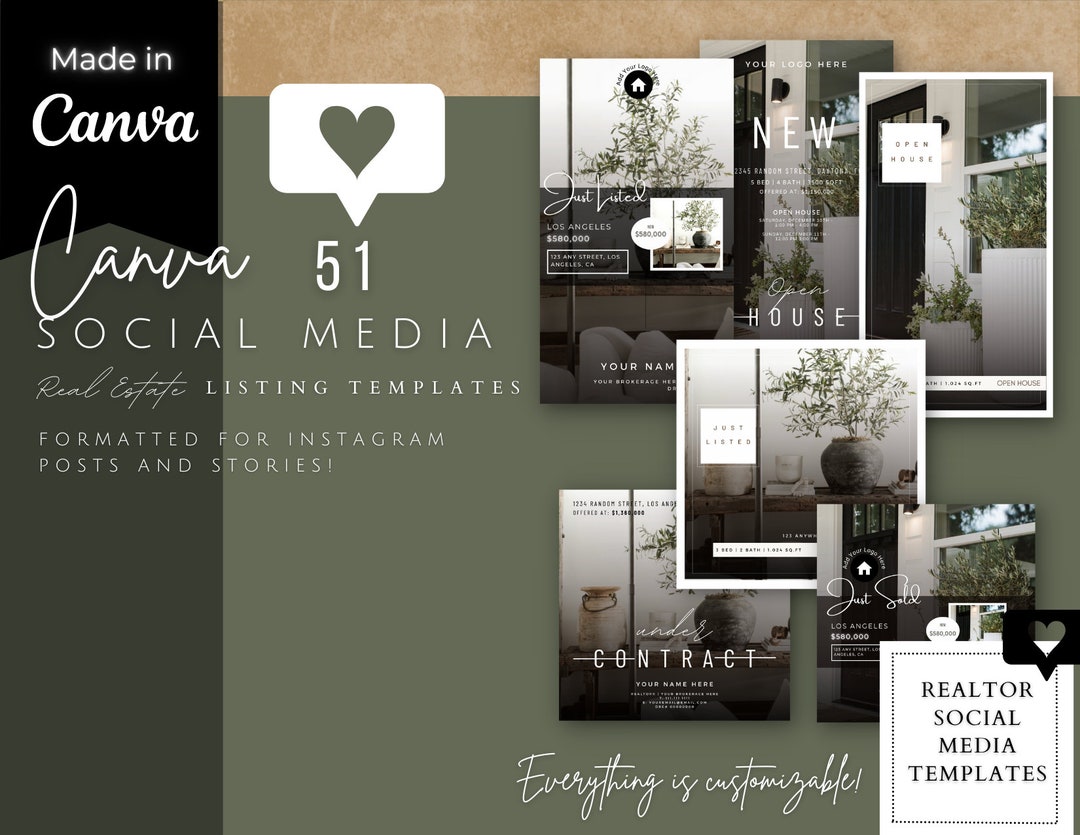 Real Estate Listing Templates for Canva - Etsy