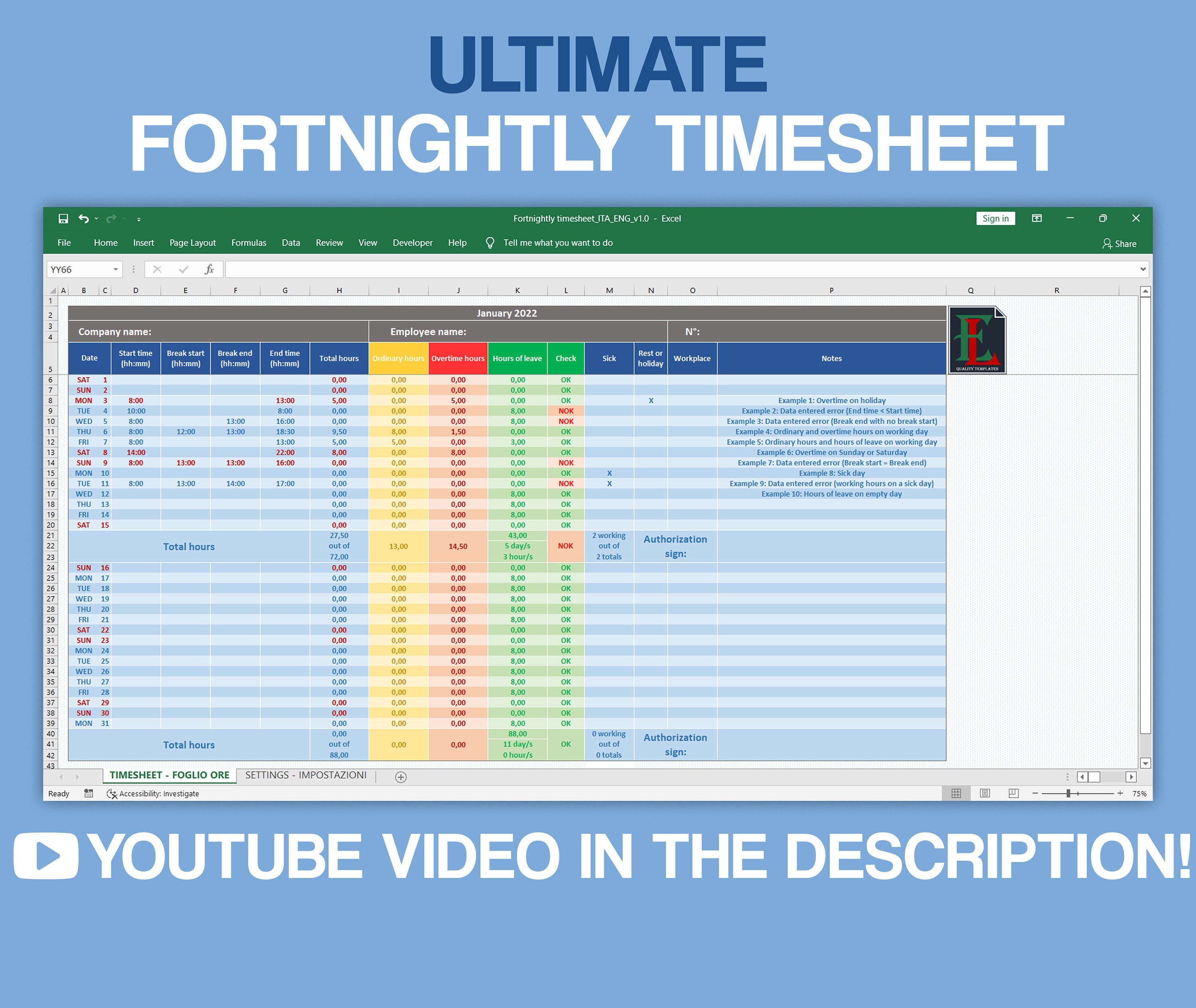 Automatic Fortnightly Timesheet Template Excel Work Log Etsy Australia Automatic Fortnightly Timesheet Template Excel Work Log Etsy Australia