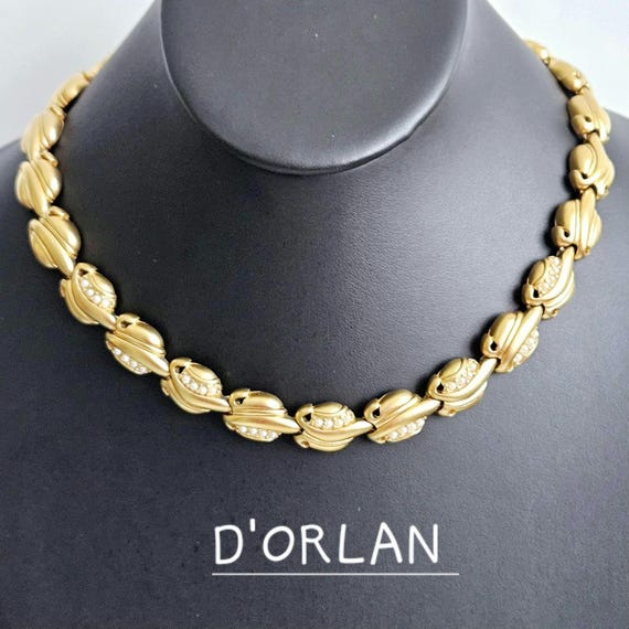Vintage D'orlan 22K Gold Triple Plated Choker Necklac… - Gem