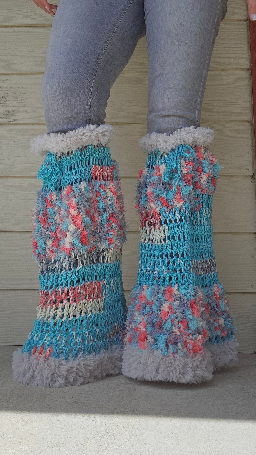Custom Faux Fur Crochet Leg Warmers: Rave Festival Attire, Made-to ...