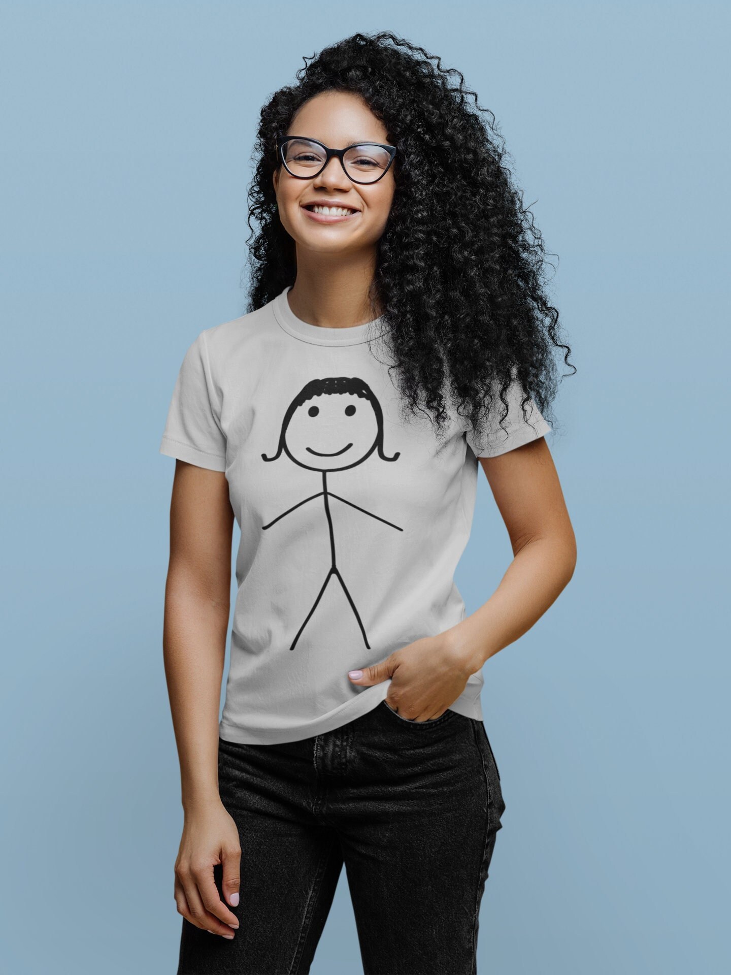 Fun Simple Stick Figure Woman Lady Girl, T-shirt Gift Stick Woman ...