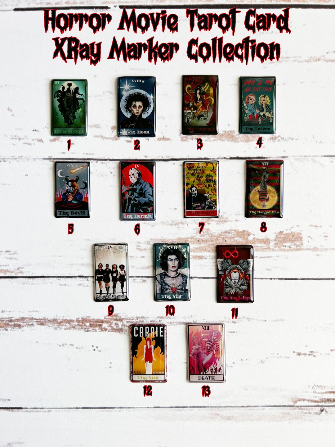 Horror Movie Tarot Cards X-ray Marker Collection - Etsy