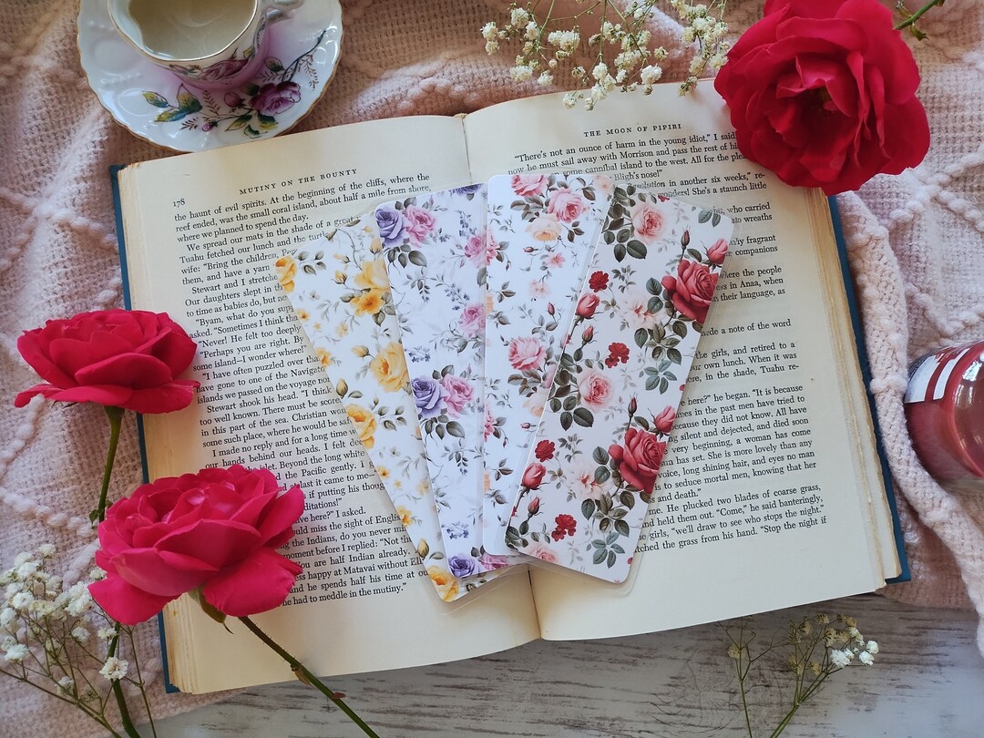 ROMANTIC ROSES Bookmark Collection | Floral Double-sided Laminated ...