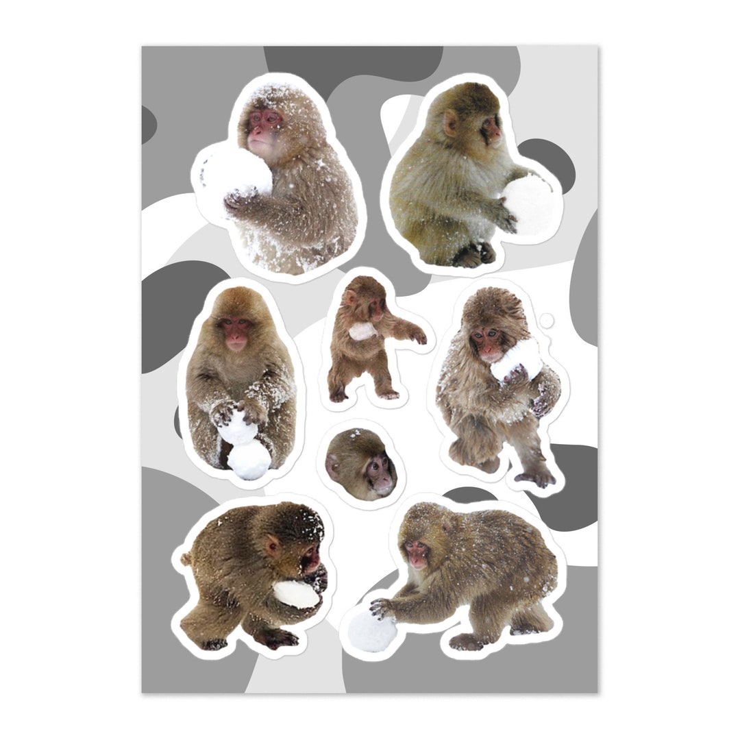 Cute Snowball Monkey Stickers - Etsy