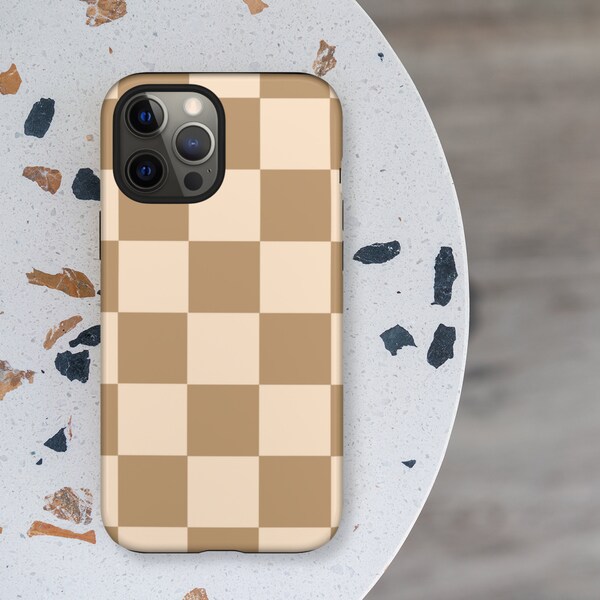 Checkerboard Tan Phone Case - Etsy