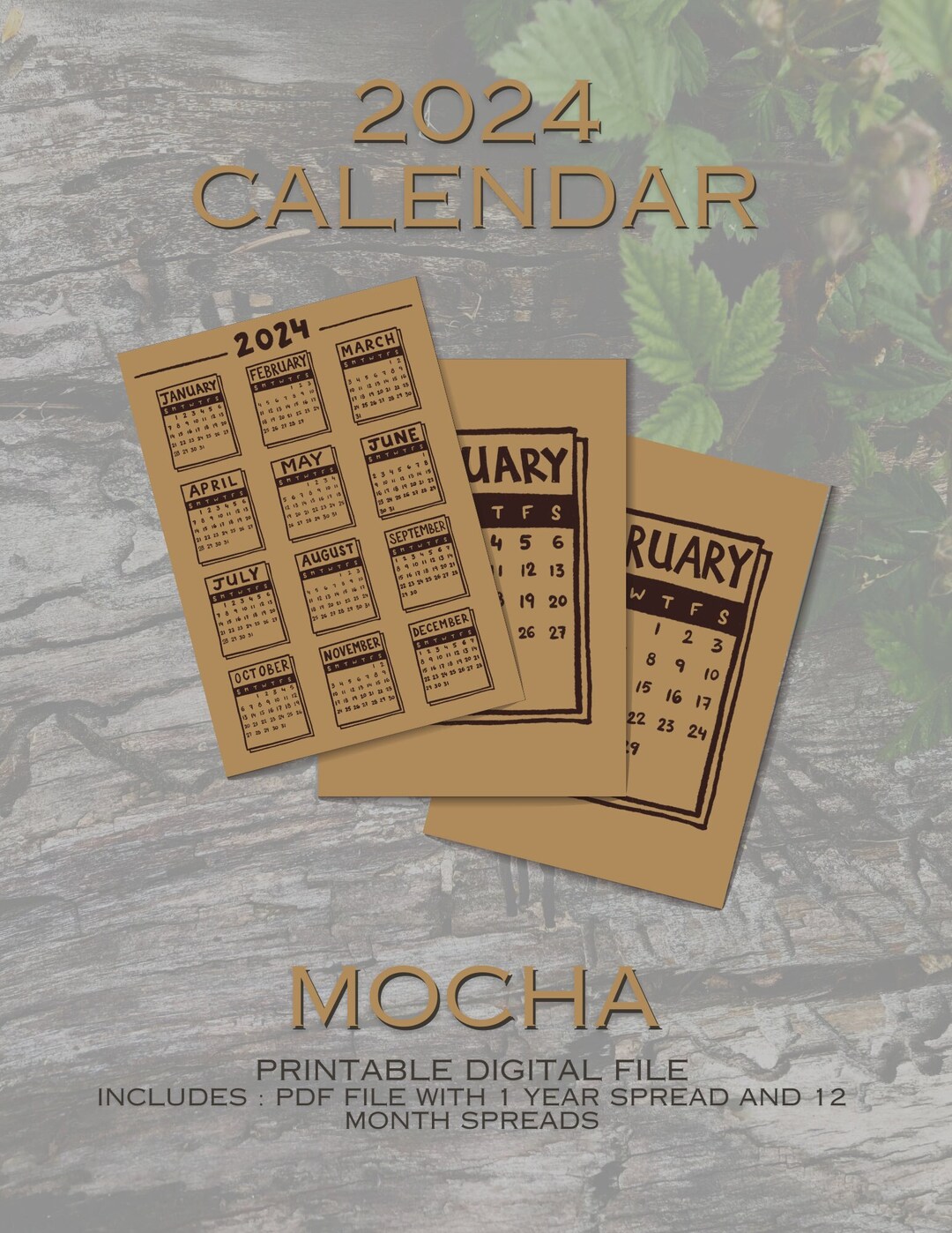 2024 Artsy Mocha Calendar - Etsy