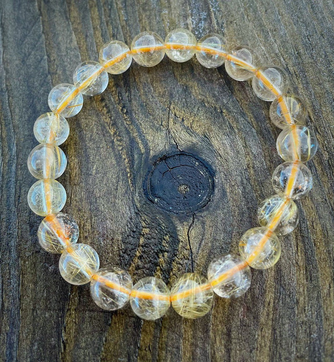 Golden Ray Stunning AAA Gold Rutilated Quartz Crystal Bracelet ...