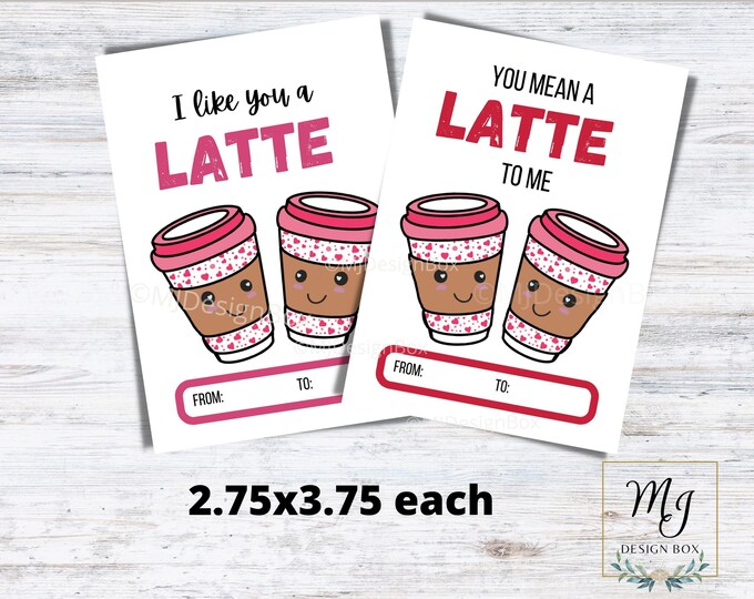 Printable Valentines Day Card | You Mean a Latte Card | INSTANT ...