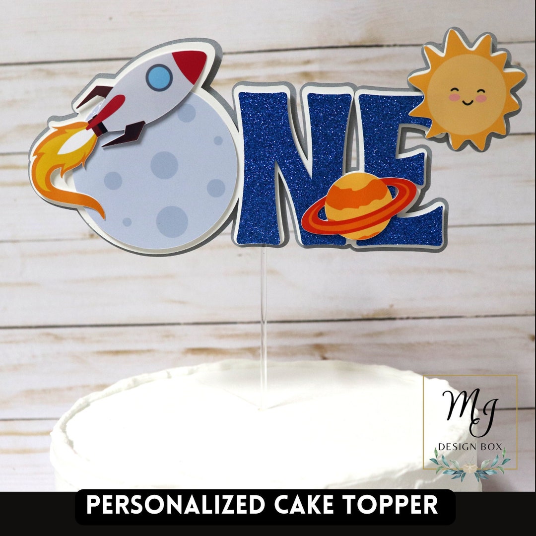 Space Cake Topper - One Cake Topper - Space Birthday - Astronaut Party ...