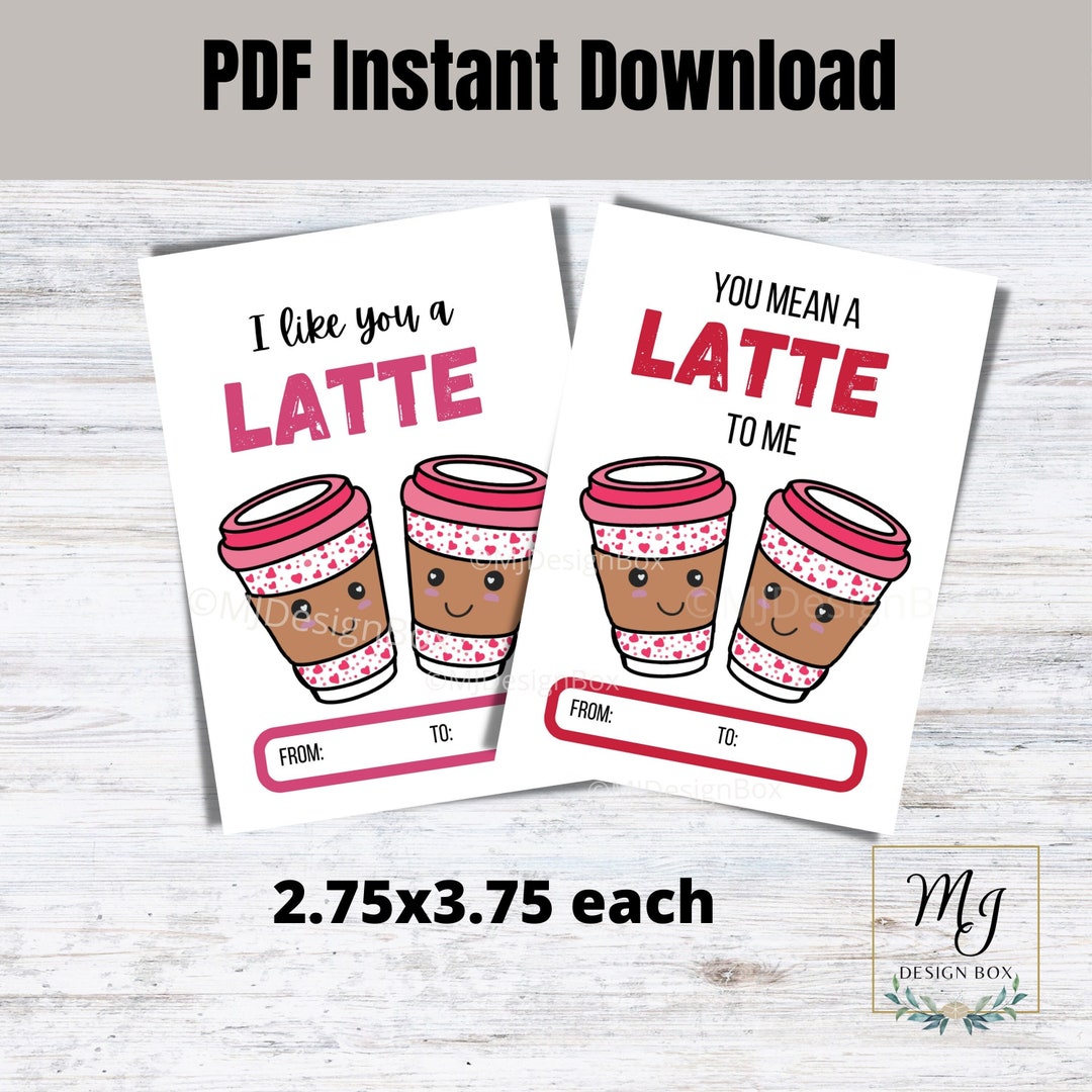 Printable Valentines Day Card You Mean a Latte Card - Etsy