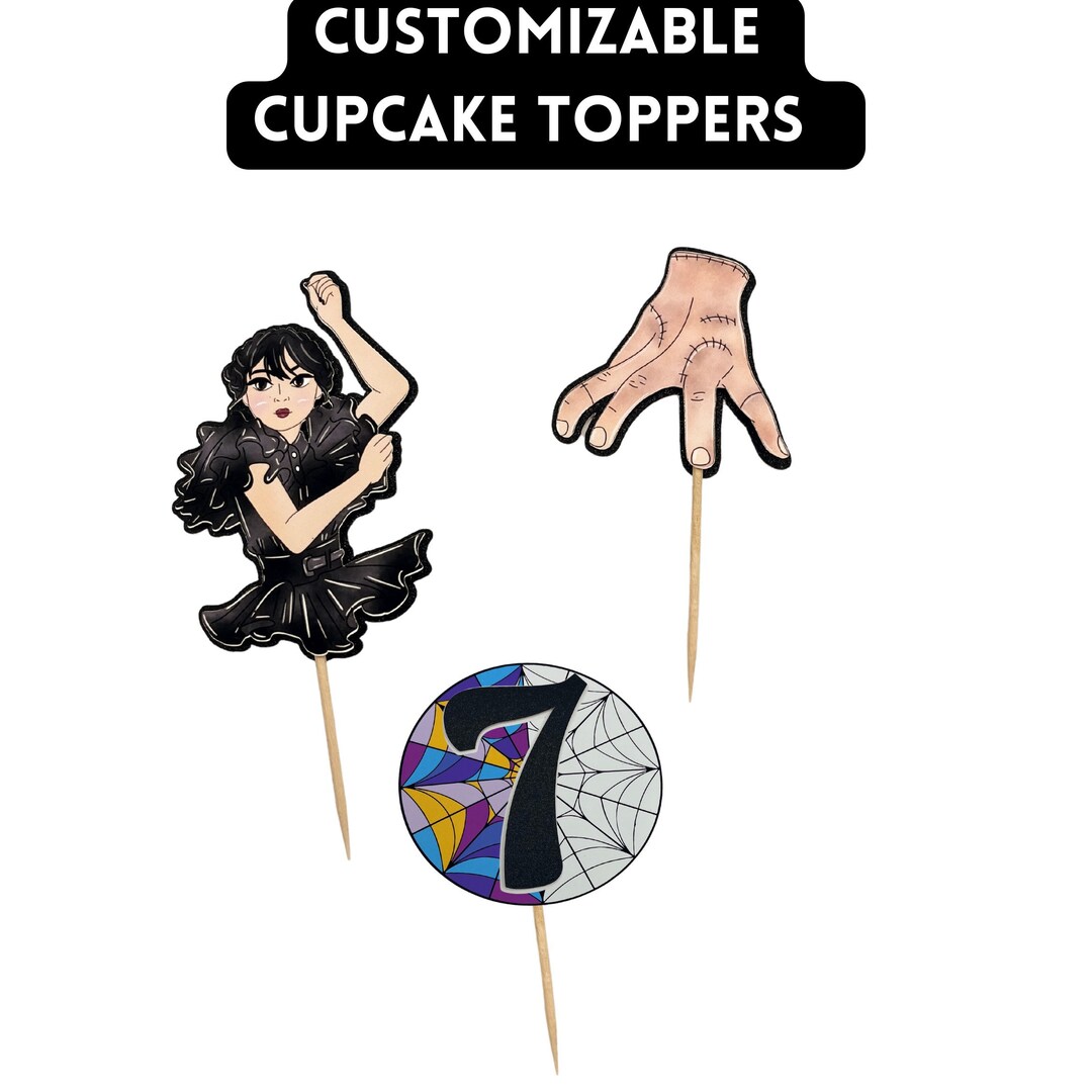 Wednesday Cupcake Topper - Addams Cupcake Topper - Wednesday Birthday ...