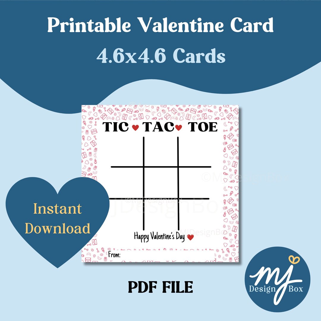 Tic Tac Toe Valentines Card Printable Valentine Card Printable Tic Tac ...