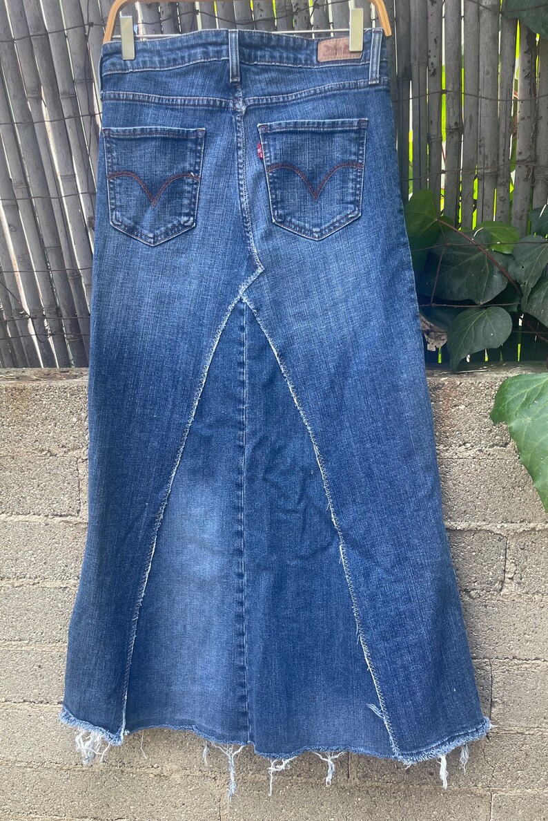 Remade Vintage Levis Denim Maxi Skirt size 27/28 - Etsy