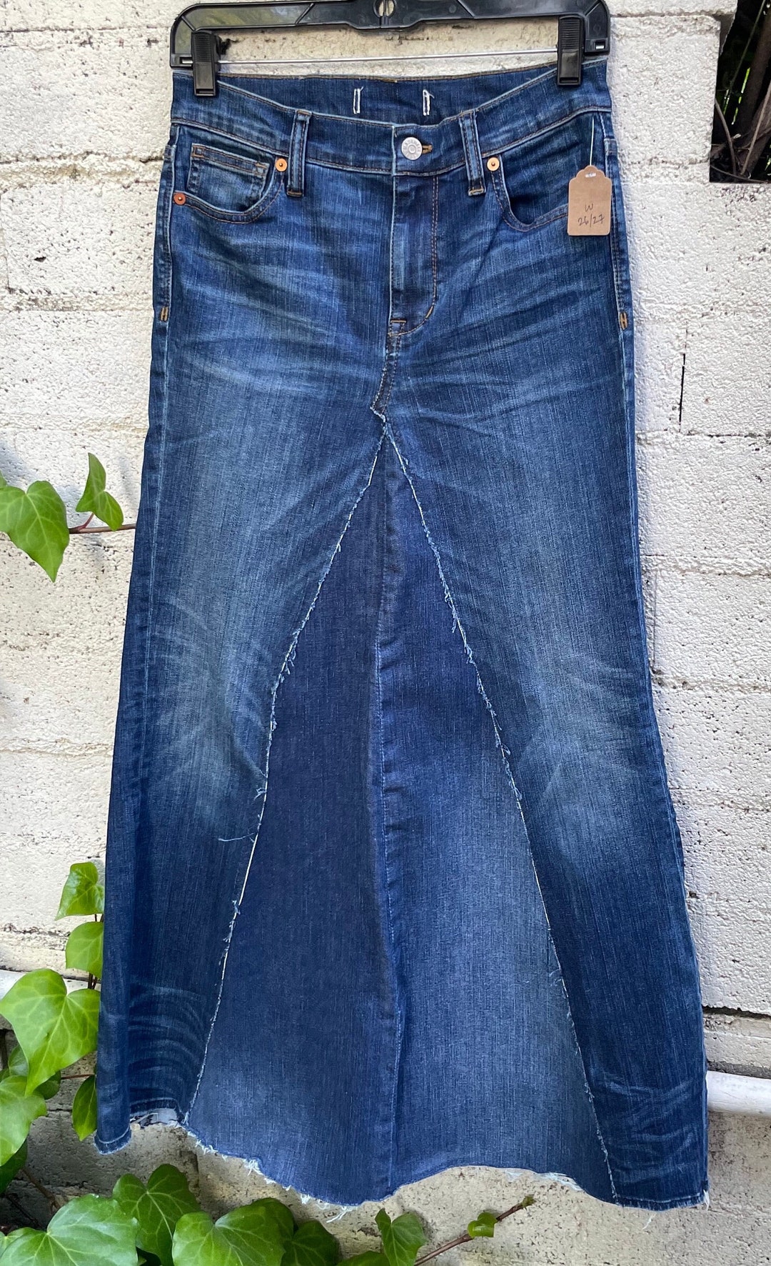 Remade Vintage 2YK Denim Maxi Skirt size 26/27 - Etsy