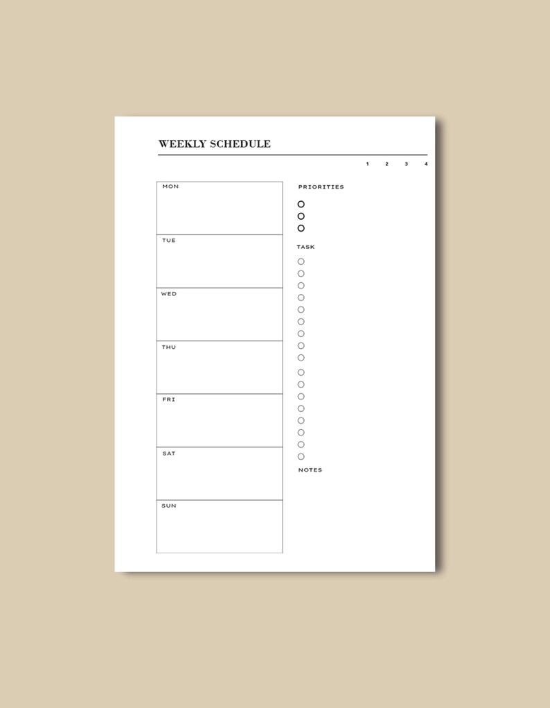 Weekly Schedule Template Printable Weekly Planner Minimalist Weekly ...
