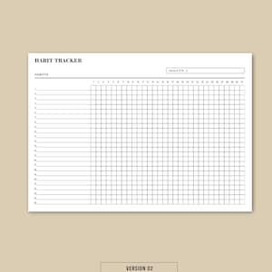 Printable Monthly Habit Tracker 30-day Habit Challenge Horizontal ...
