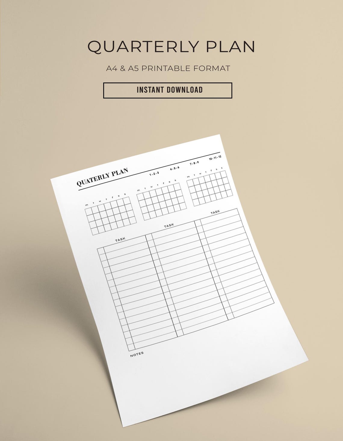 Quarterly Plan Template Printable Quarterly Planner Goal Tracker and ...