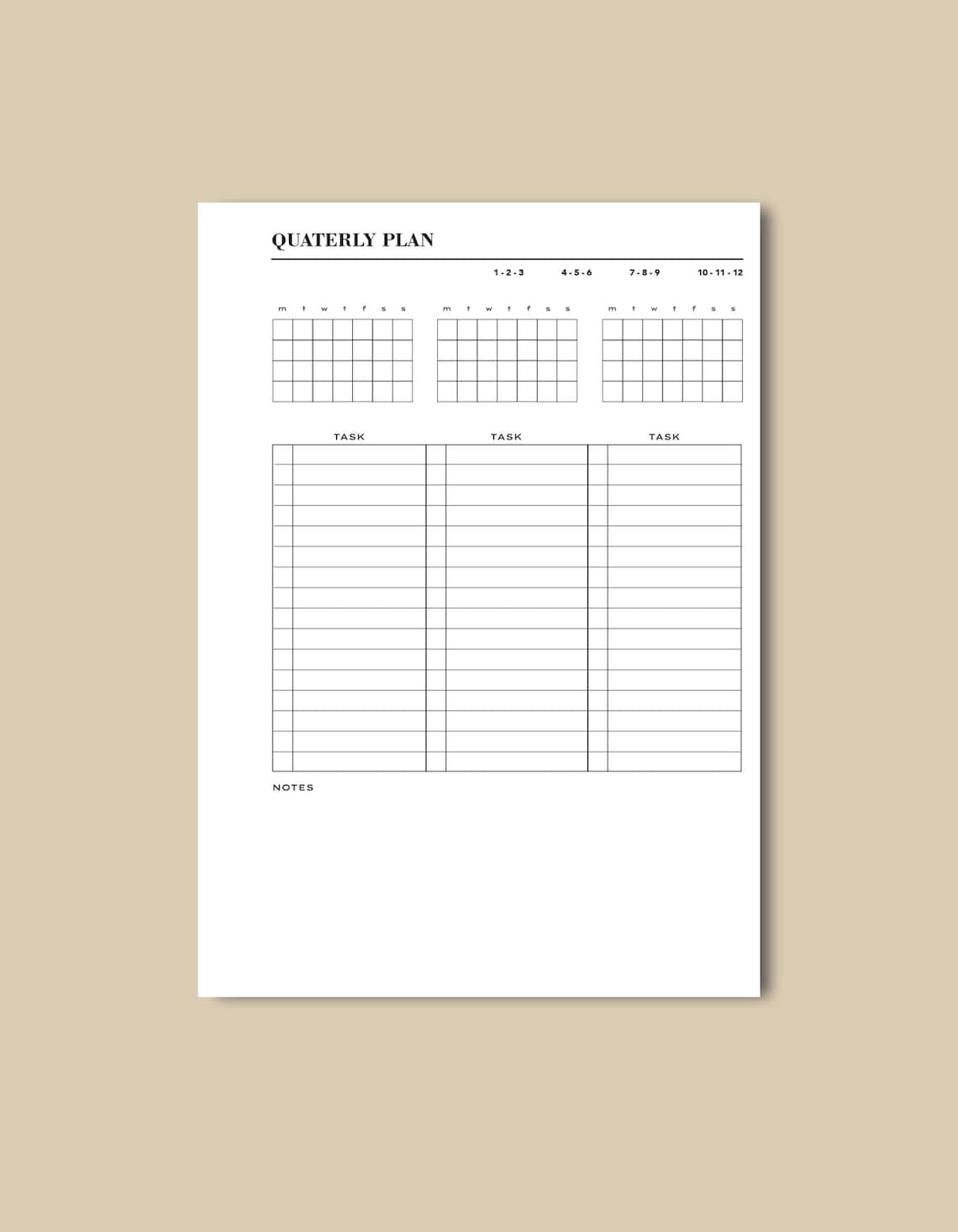 Quarterly Plan Template Printable Quarterly Planner Goal Tracker and ...