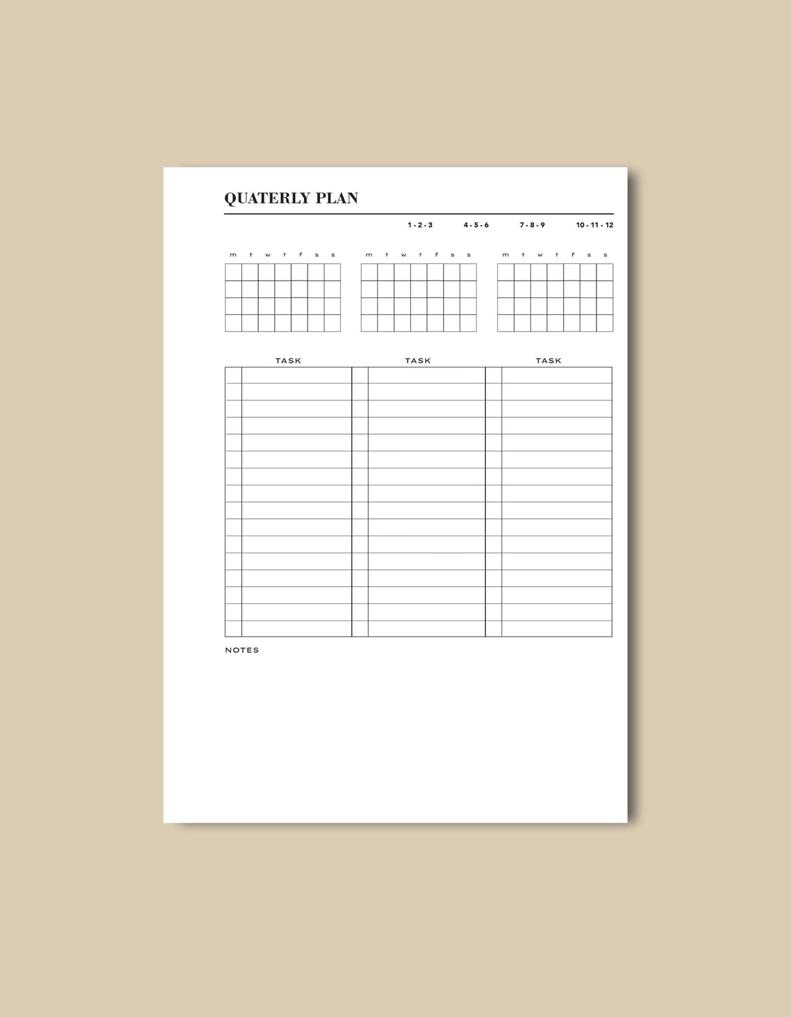 Quarterly Plan Template Printable Quarterly Planner Goal Tracker and ...