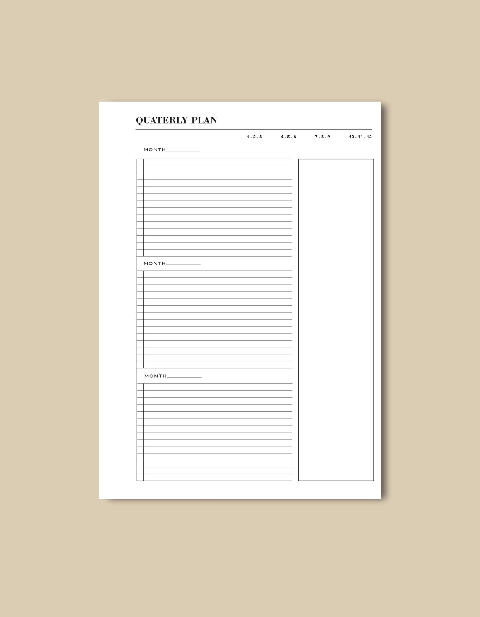 Quarterly Plan Template Printable Quarterly Planner Goal Tracker and ...