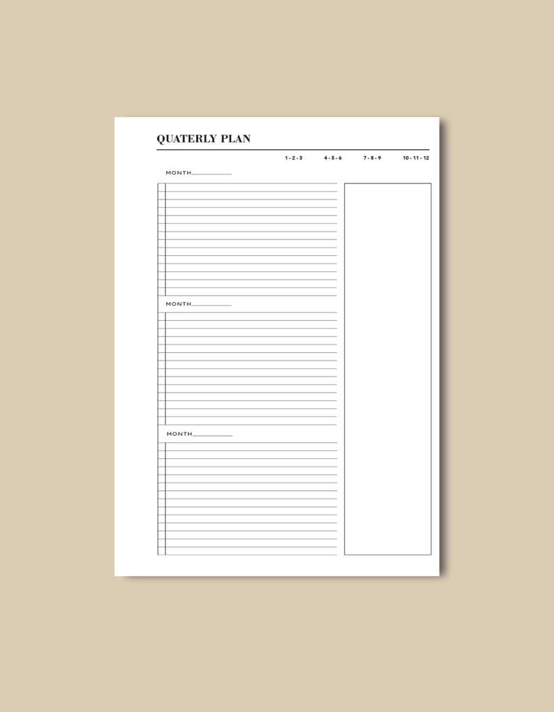 Quarterly Plan Template Printable Quarterly Planner Goal Tracker and ...