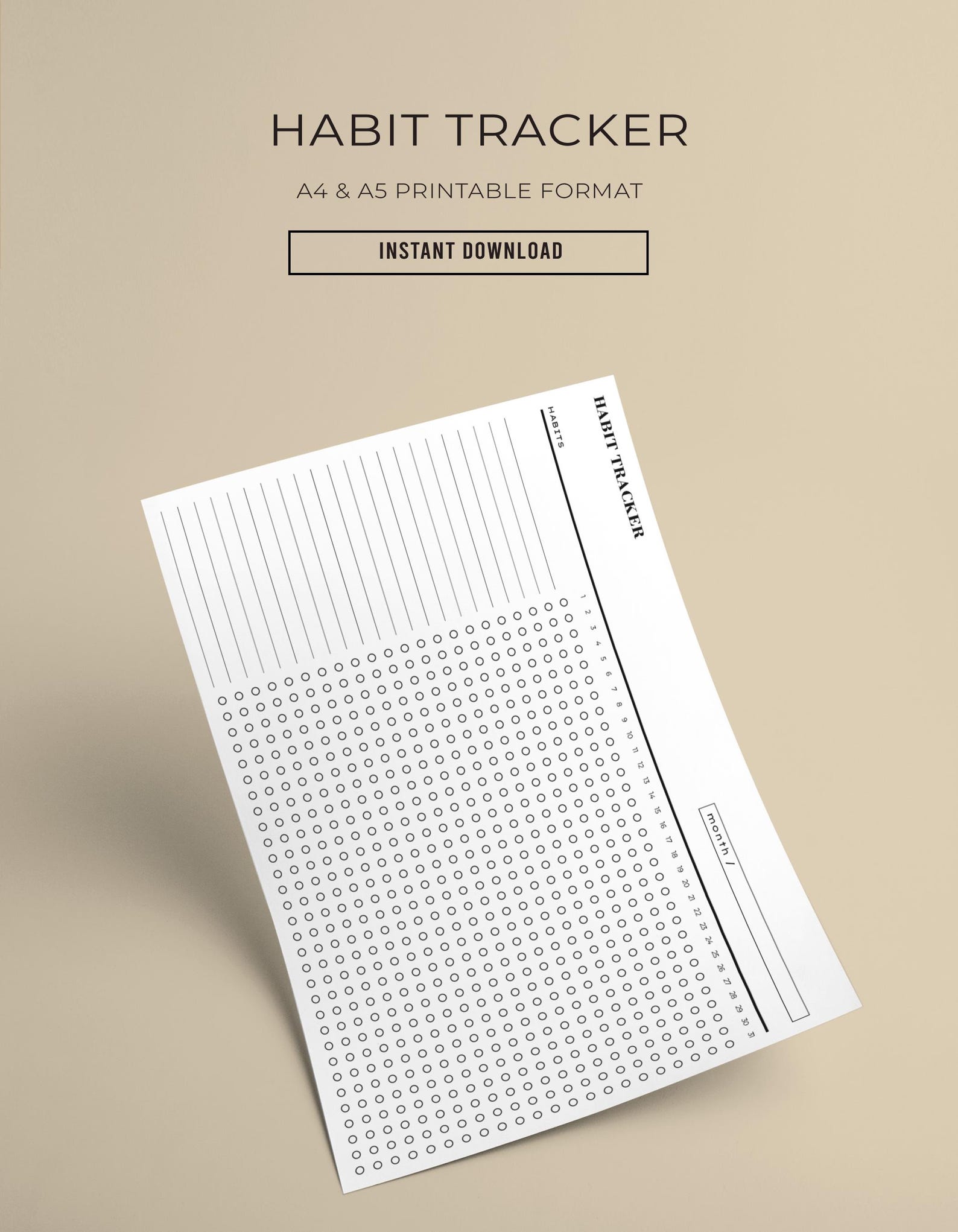 Printable Monthly Habit Tracker 30-day Habit Challenge Horizontal ...