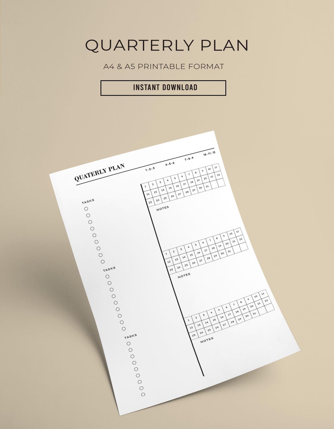 Quarterly Plan Template Printable Quarterly Planner Goal Tracker and ...