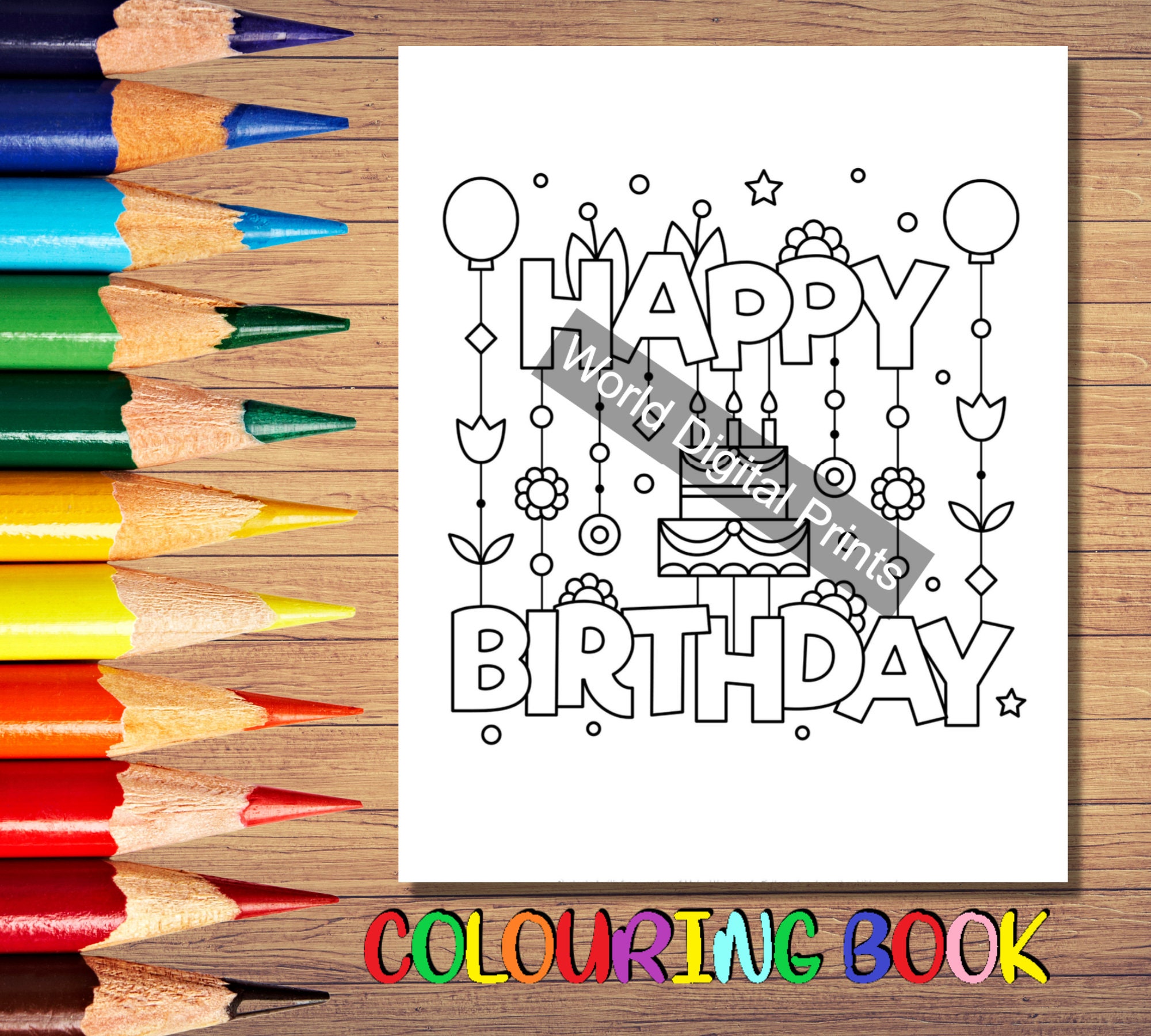40 Birthday Coloring Pages for Kids, Girls & Boys, Birthday Goodies ...