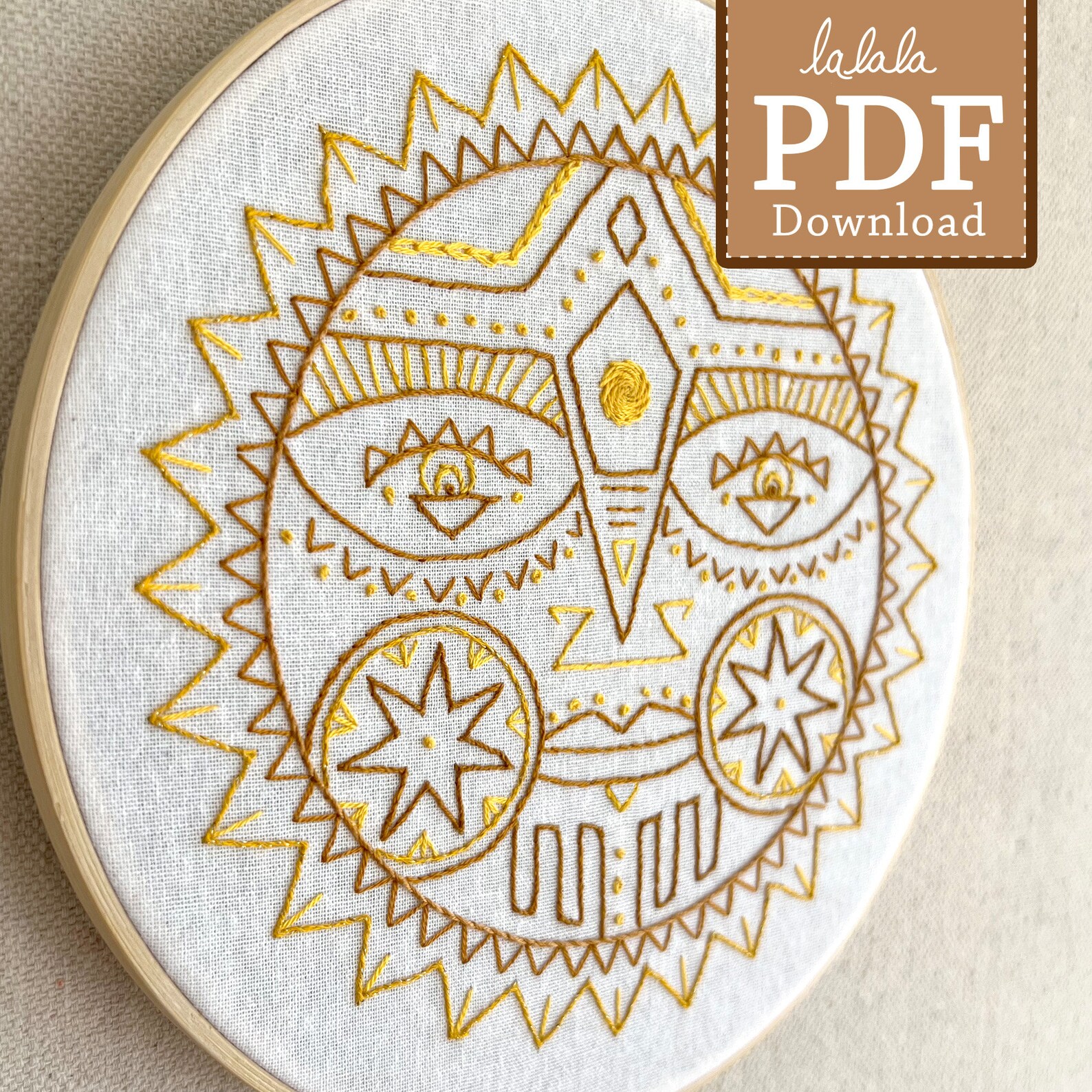 Aztec Sun Beginner Embroidery Pattern, Embroidery Design, Downloadable ...