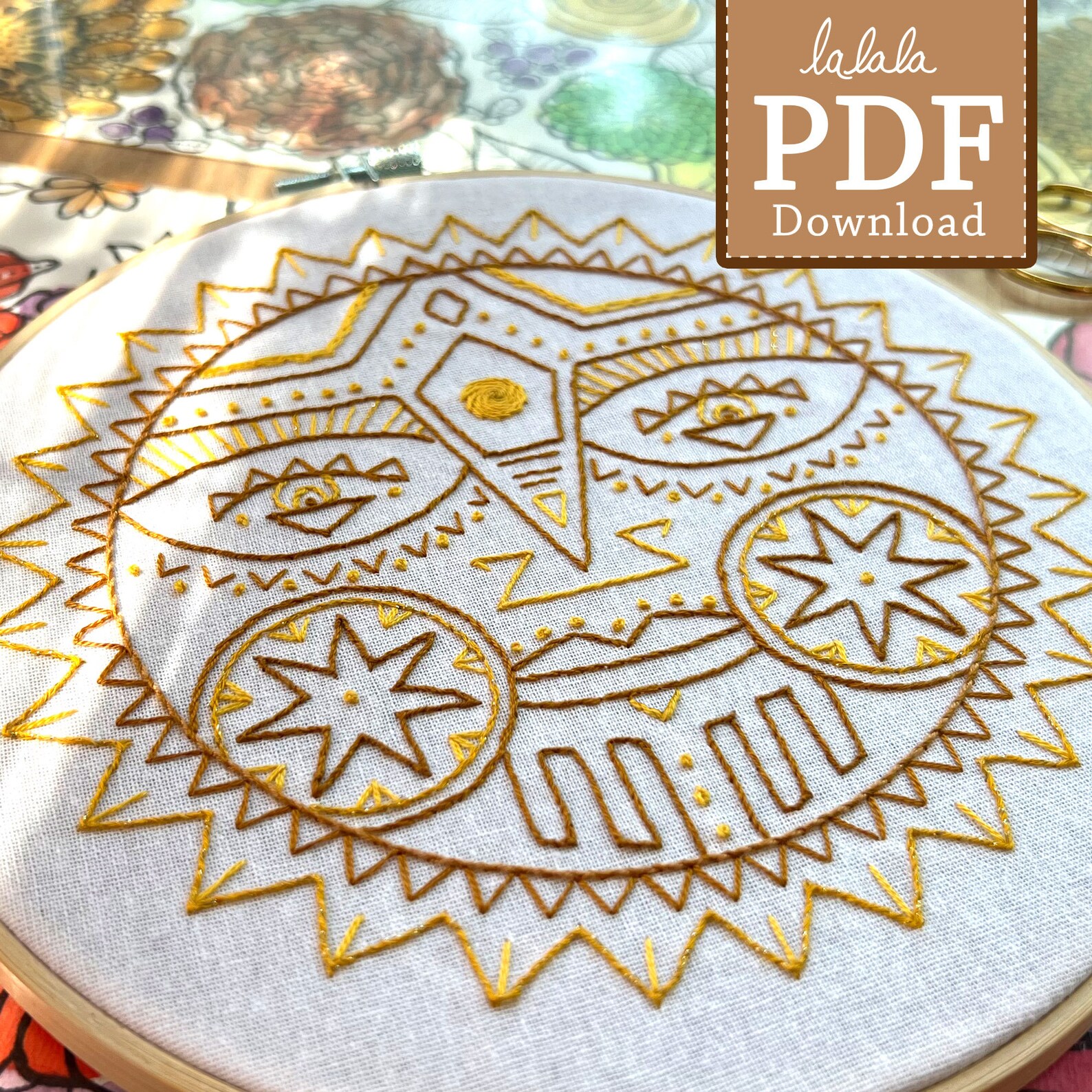 Aztec Sun Beginner Embroidery Pattern, Embroidery Design, Downloadable ...