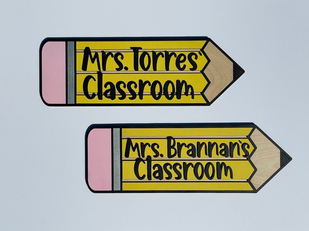 Personalized Teacher Wood Sign, Custom Desk Top Sign, Pencil Sign ...