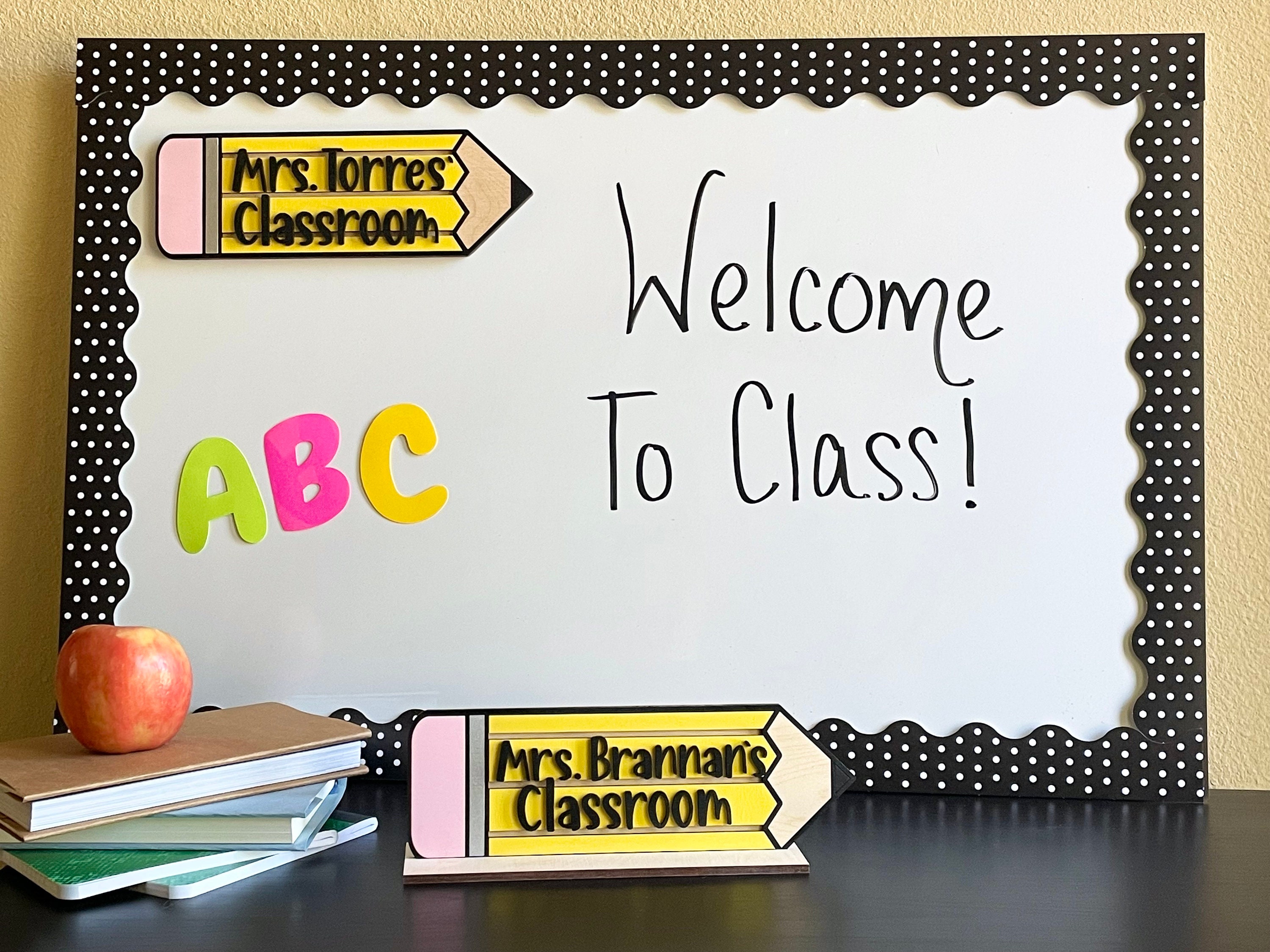 Personalized Teacher Wood Sign Custom Desk Top Sign Pencil - Etsy