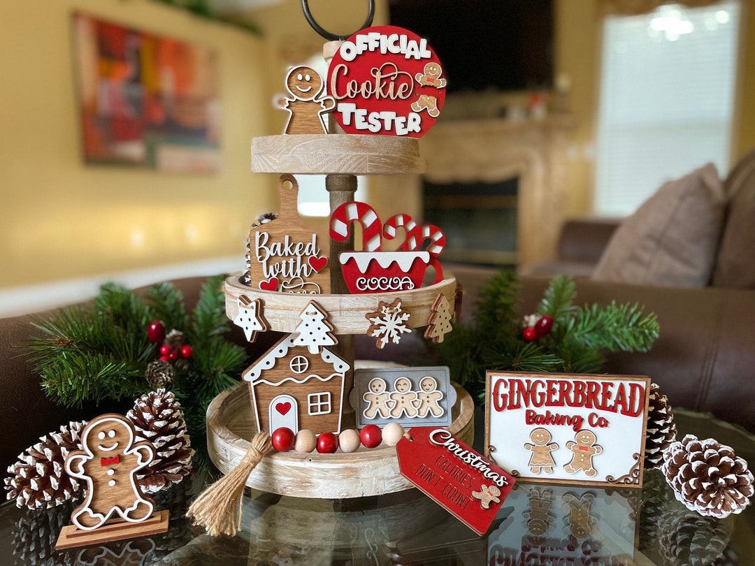 Christmas Tiered Tray, Gingerbread, Christmas Cookies, Christmas Decor ...