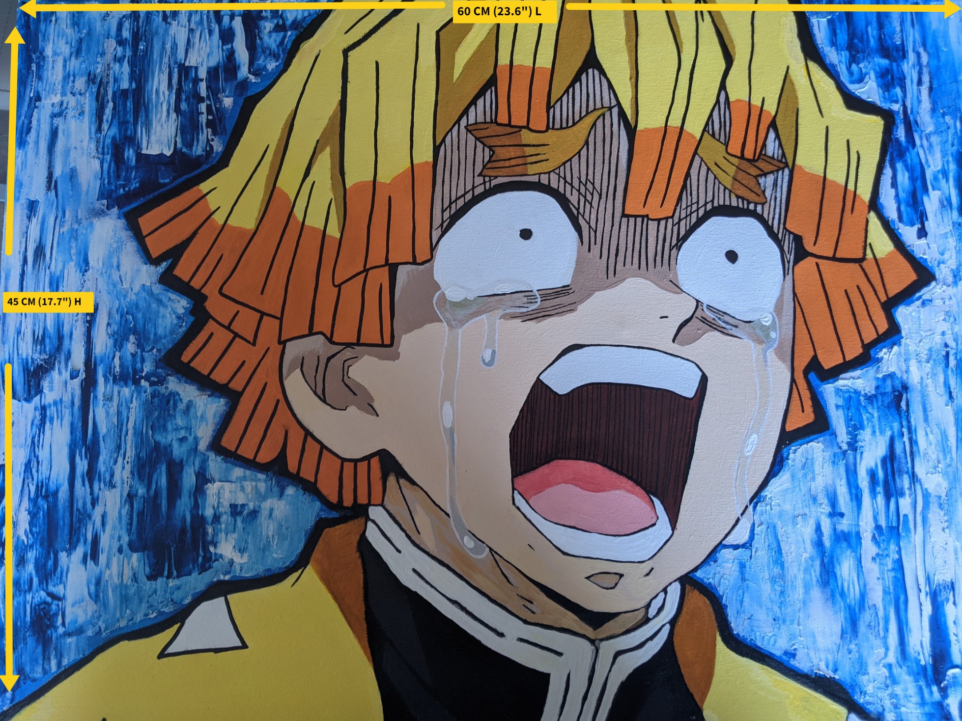 Crying Zenitsu Demon Slayer Textured Acrylic Painting | Etsy