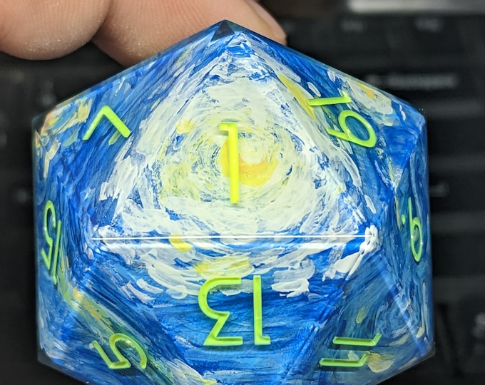 Hand Painted Van Gogh Polyhedral Dice for D&D and TTRPG - Etsy