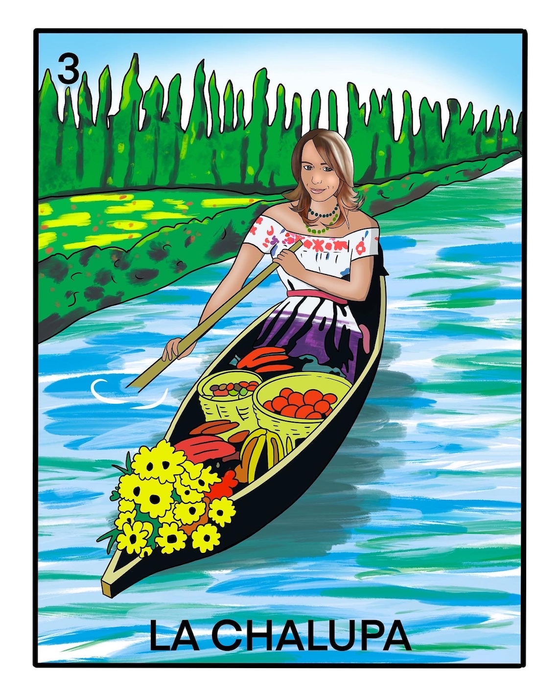 Custom Portrait Mexican Loteria La Chalupa Hand Drawn - Etsy