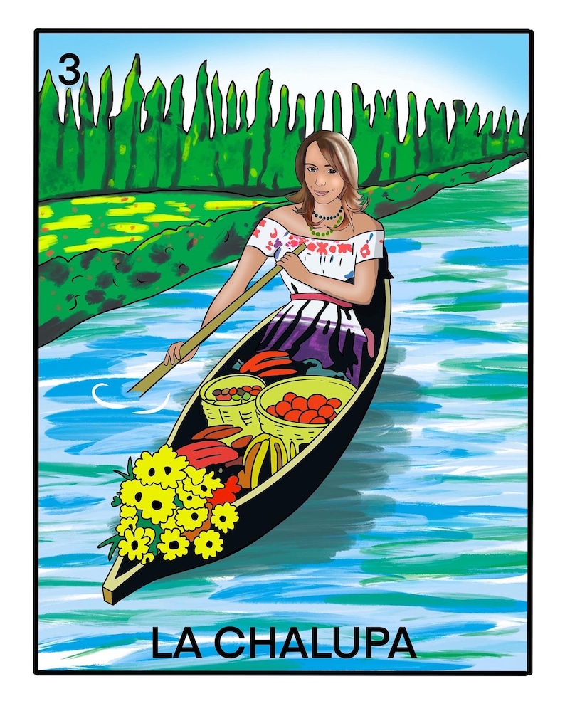 Custom Portrait Mexican Loteria La Chalupa Hand Drawn Digital Only - Etsy