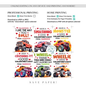Monster Truck Watercolor Valentine Cards Kids Valentine Cards School ...