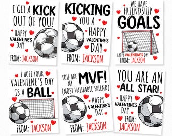 Soccer Valentine - Printable - Kids Valentine Cards - Instant Download ...